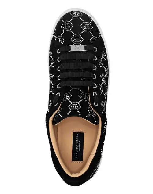 Philipp Plein Nappa Leather Lo-top Sneakers Strass Monogram