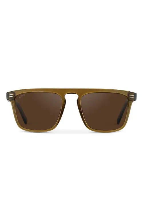 WMP EYEWEAR Sawyer 53mm Squared Aviator Polarized Sunglasses - Crystal Verde