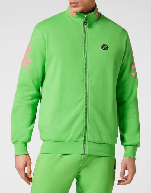 Philipp Plein Cotton Fleece Zip-up Sweatshirt - Acidgreen