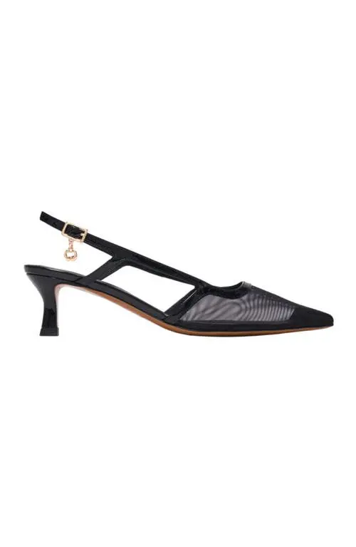 Maje Leather And Mesh Slingbacks
