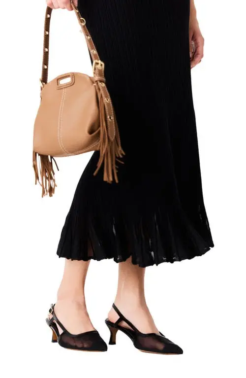 Maje Leather And Mesh Slingbacks