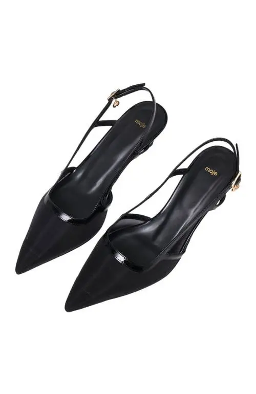 Maje Leather And Mesh Slingbacks