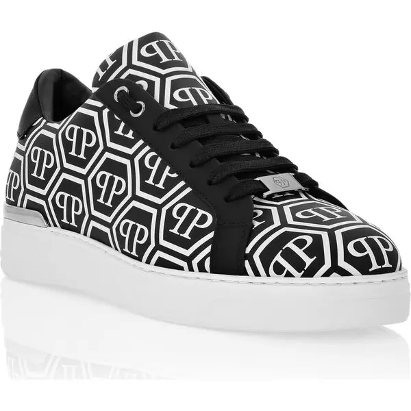 Philipp Plein Nappa Leather Low Top Sneakers Big Monogram Logo