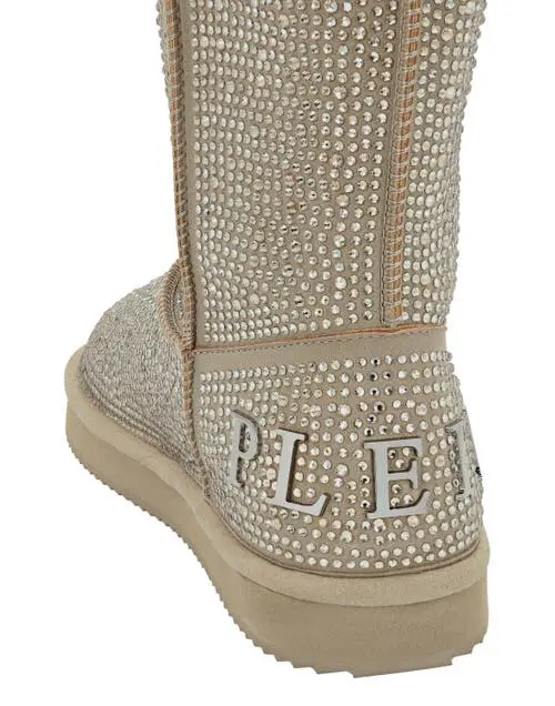 Philipp Plein Mid Flat Boots Stones - Beige