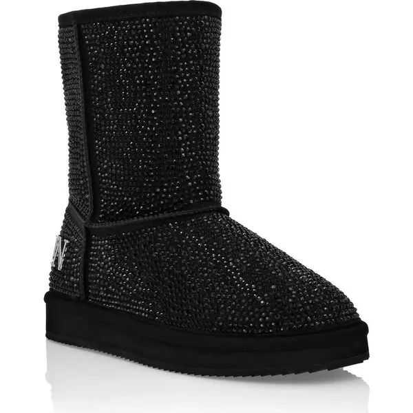 Philipp Plein Mid Flat Boots Stones - Black