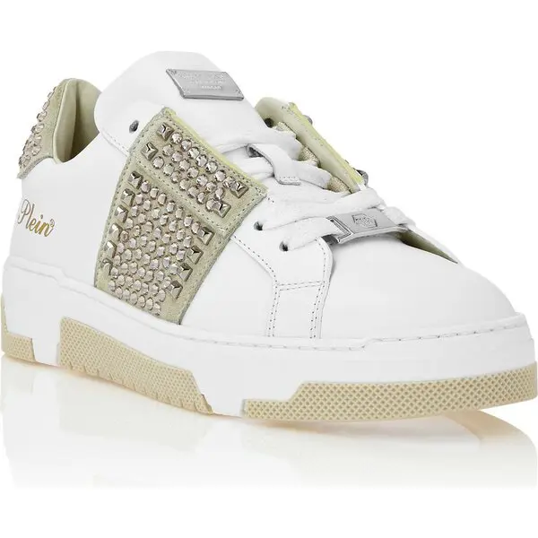 Philipp Plein Embellished Low Top Sneakers - Beige