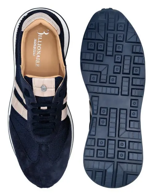 BILLIONAIRE Runner Mix Logo Sneakers - Darkblue