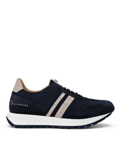 BILLIONAIRE Runner Mix Logo Sneakers - Darkblue
