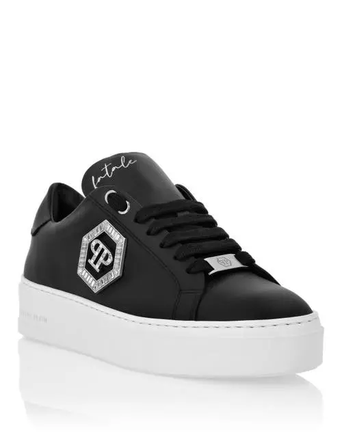 Philipp Plein Crystal Fatale Nappa Leather Low Top Sneakers - Black