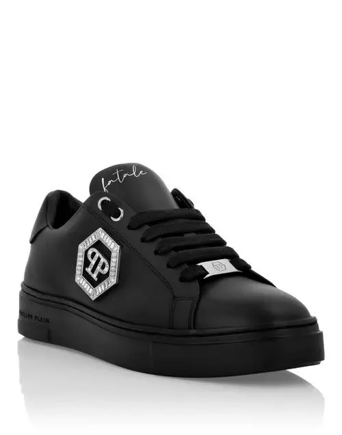 Philipp Plein Crystal Fatale Nappa Leather Low Top Sneakers - Black/black
