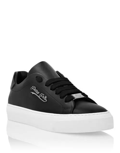 Philipp Plein Signature Nappa Leather Lo-top Sneakers - Black