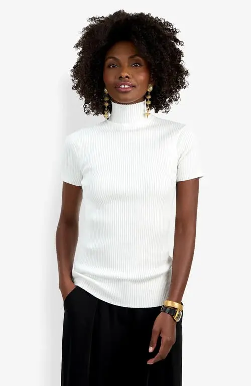 Trina Turk Armeni Mock Neck Top - Whitewash