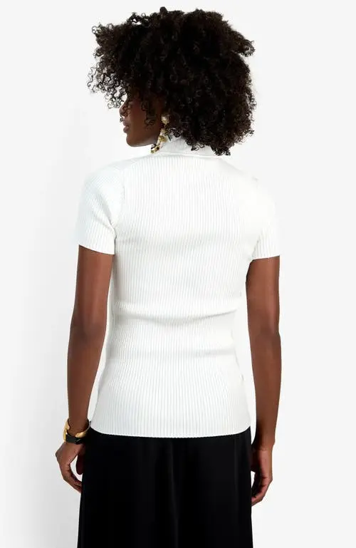 Trina Turk Armeni Mock Neck Top - Whitewash