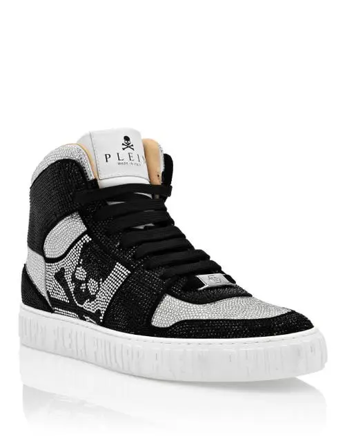 Philipp Plein Notorious Crystal Skull High-top Sneakers - Black/crystal