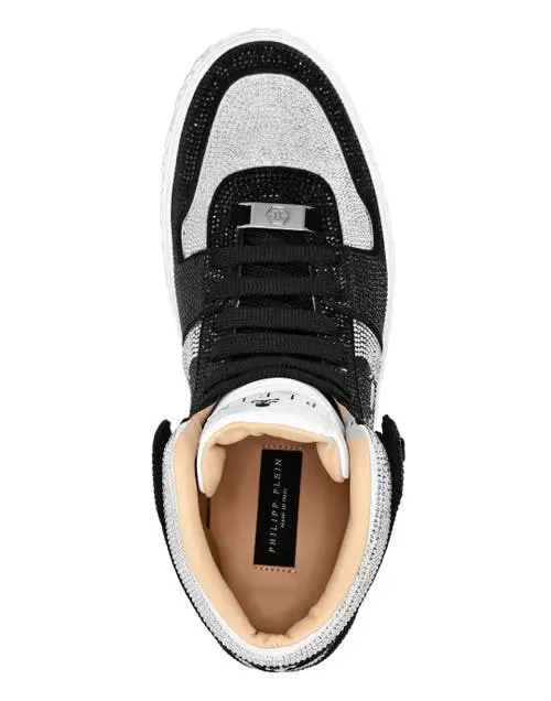Philipp Plein High-top Sneakers With Rhinestone Embellishments - Black/crystal