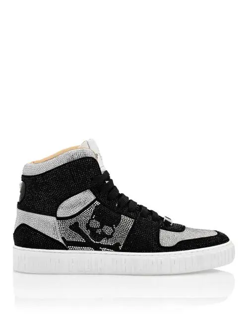 Philipp Plein High-top Sneakers With Rhinestone Embellishments - Black/crystal