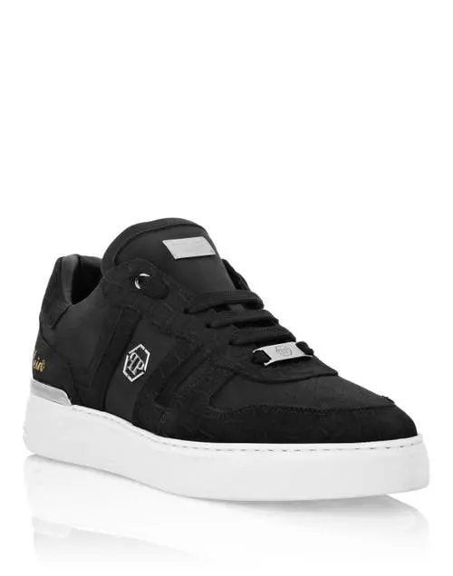 Philipp Plein Nubuck Low Top Sneakers Cocco - Black