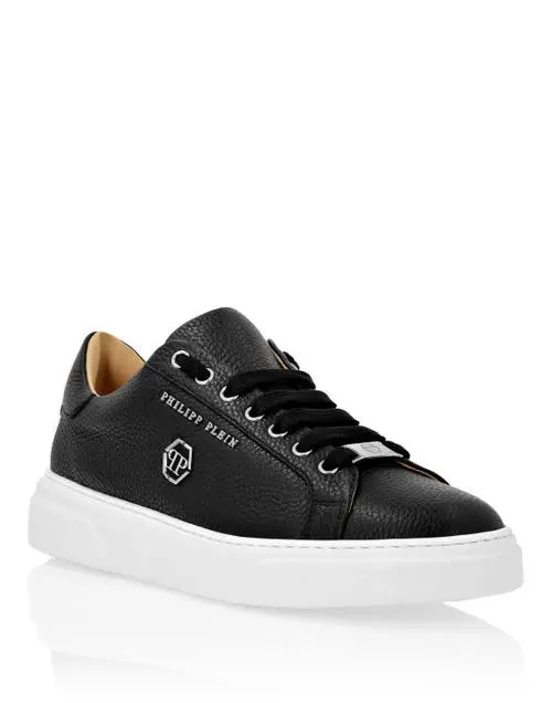 Philipp Plein Hexagon Logo Leather Lo-top Sneakers - Black