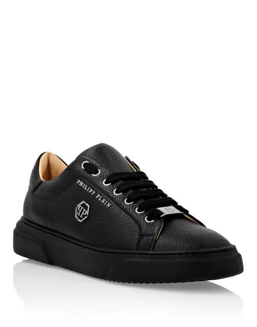 Philipp Plein Hexagon Logo Leather Lo-top Sneakers - Black/black