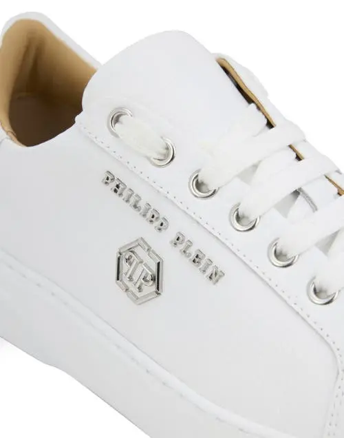 Philipp Plein Leather Lo-top Sneakers Hexagon Logo - White