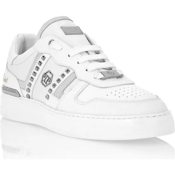 Philipp Plein Low Top Sneakers Mix Cut Studs - White