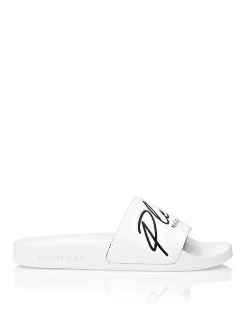 Philipp Plein Logo Detail Slide Slipper - White