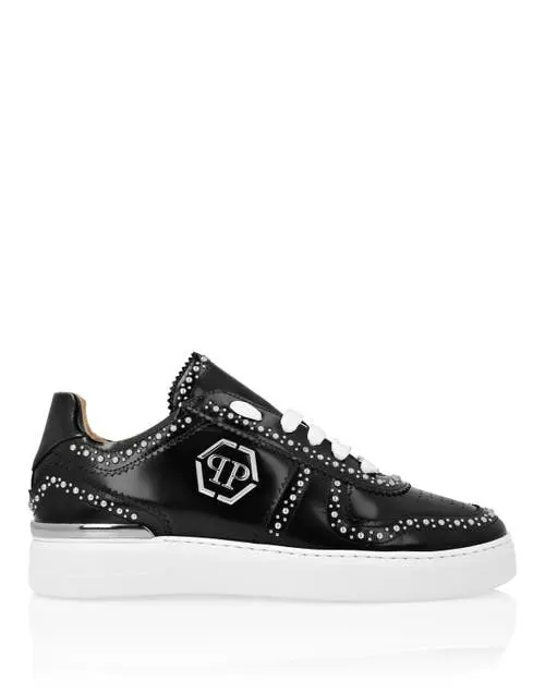 Philipp Plein Leather Lo- Top Sneakers - Black