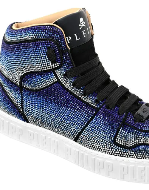 Philipp Plein Suede Hi-top Sneakers Strass Studs