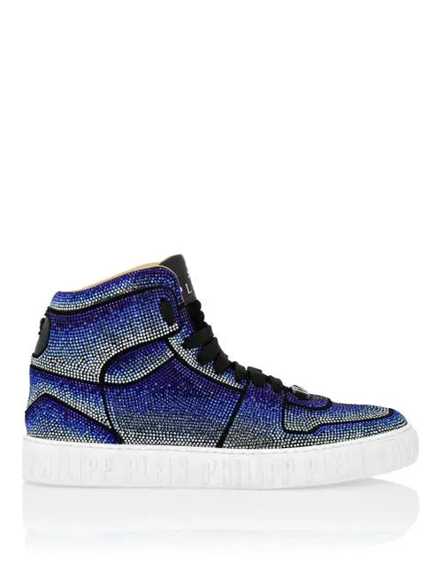 Philipp Plein Suede Hi-top Sneakers Strass Studs