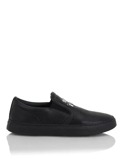 Philipp Plein Deer Print Leather Slip-on Sneakers