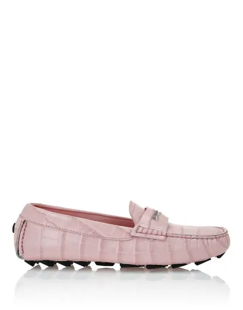 Philipp Plein Croc Effect Leather Moccasins - Rose/pink