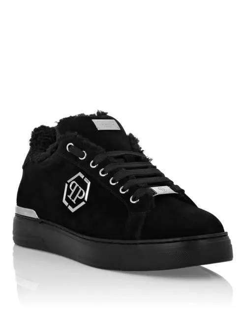Philipp Plein Suede Fur Low Top Sneakers Carson