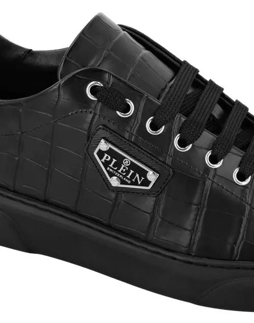 Philipp Plein Croc Effect Leather Low-top Sneakers