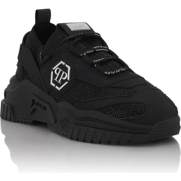 Philipp Plein Predator Strass Embellished Low-top Sneakers - Black/black