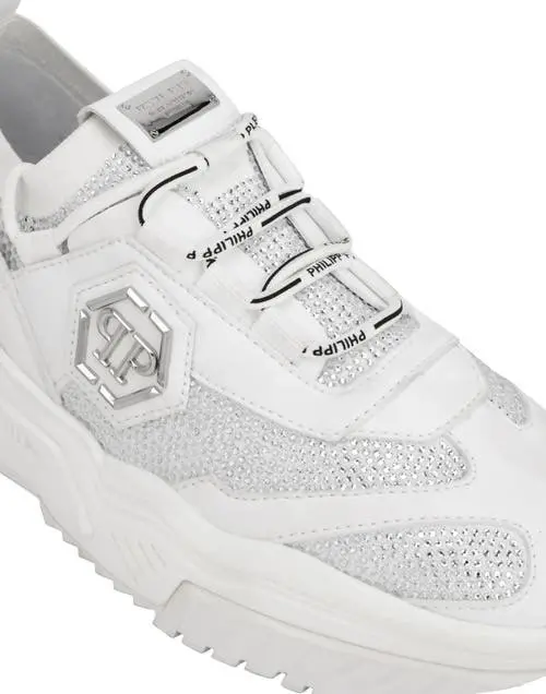 Philipp Plein Predator Strass Embellished Low-top Sneakers - White/white