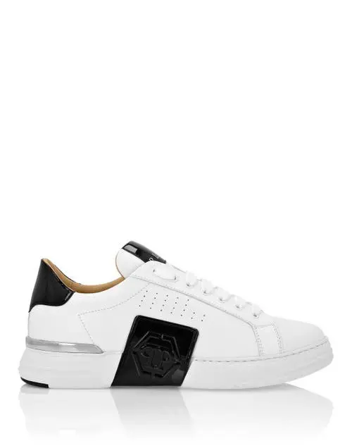 Philipp Plein Mix Leather Lo-top Sneakers Hexagon