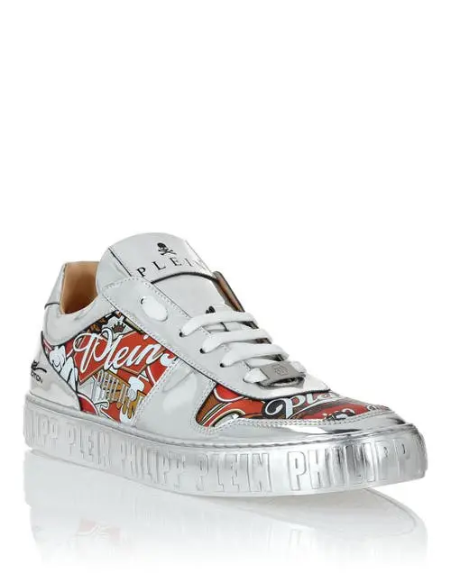 Philipp Plein Mirror Leather Low Top Sneakers Golden Eagle