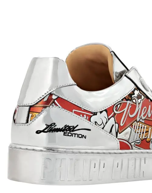 Philipp Plein Mirror Leather Low Top Sneakers Golden Eagle