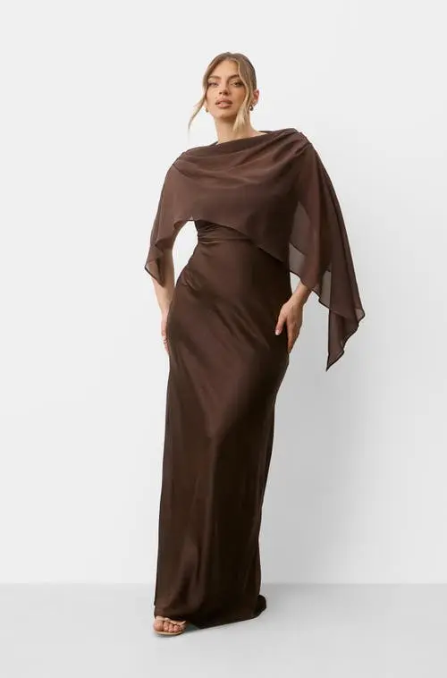 SIX STORIES Square Neck Satin Bridesmaid Dress