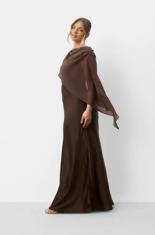 SIX STORIES Square Neck Satin Bridesmaid Dress