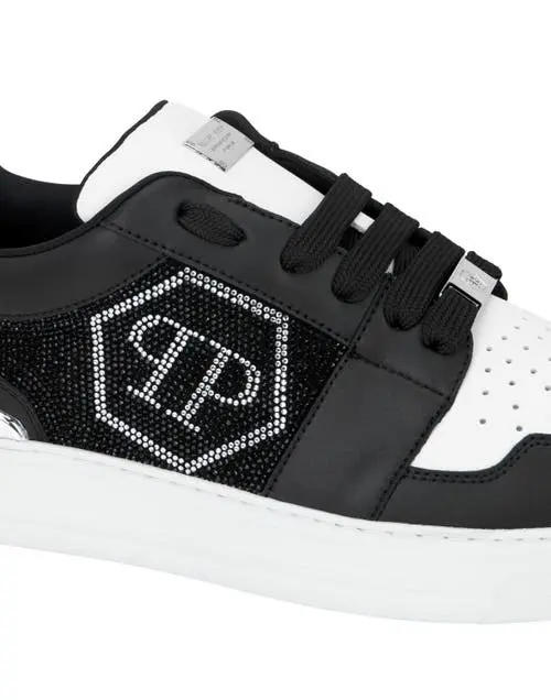 Philipp Plein Crystal Hexagon" Low-top Sneakers - Black/white