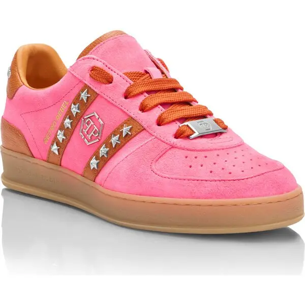 Philipp Plein Retro Rebel Leather Low-top Sneakers - Fuxia