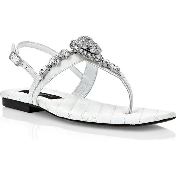 Philipp Plein Embellished Flat Sandals - White