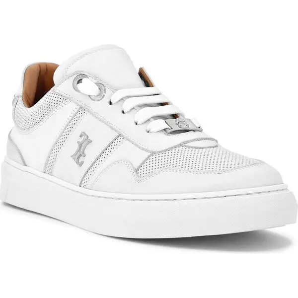 BILLIONAIRE Nubuck Croco Printed Lo-top Sneakers - White
