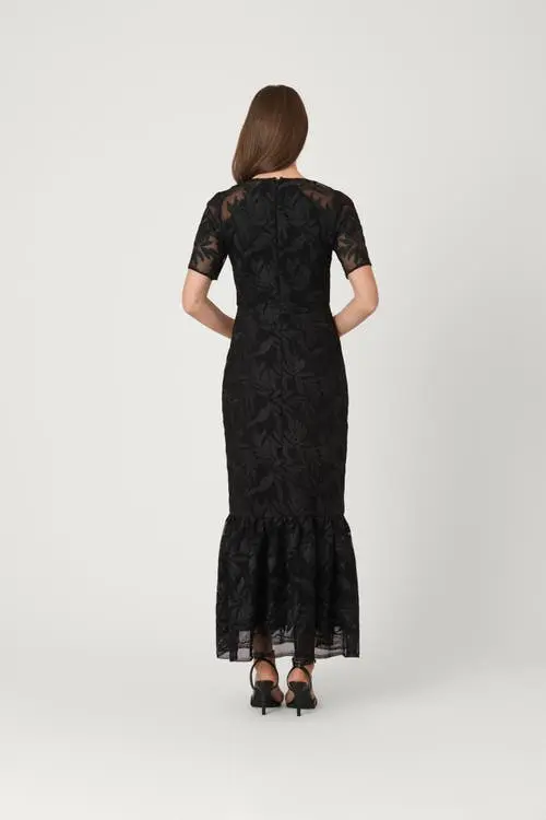 Shoshanna Midnight Basketweave Lace Montague Dress