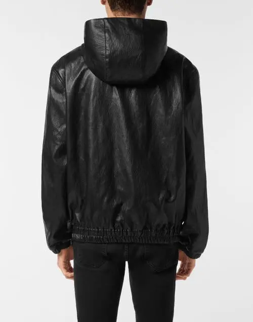Philipp Plein Eco Leather Hooded Windbreaker