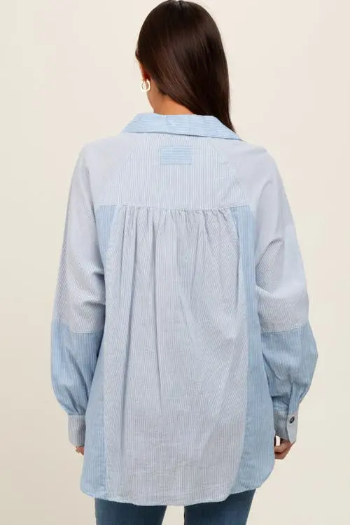 PINKBLUSH Colorblock Striped Button-up Shirt