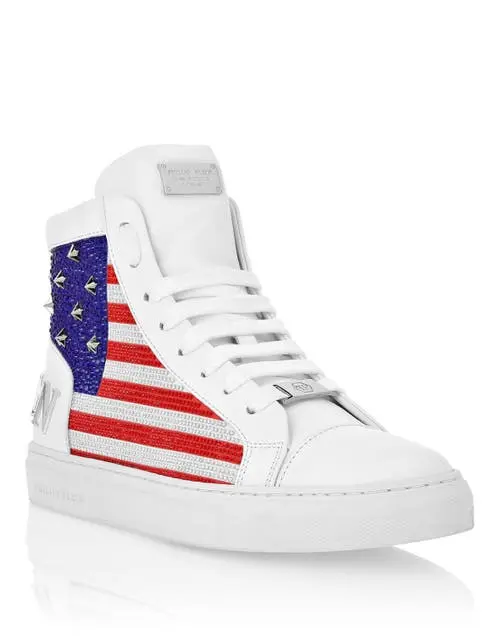 Philipp Plein Mid Top Sneakers Star Studs America