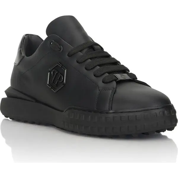 Philipp Plein Nappa Leather Low-top Sneakers Hexagon - Black/black