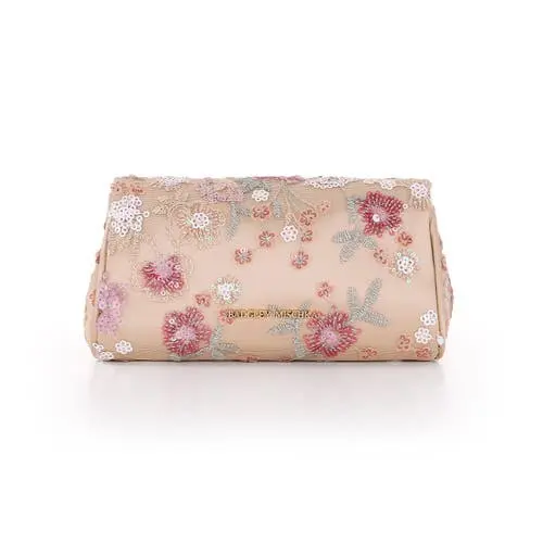 Badgley Mischka Ophelia Floral Sequin Clutch With Pearl Brooch
